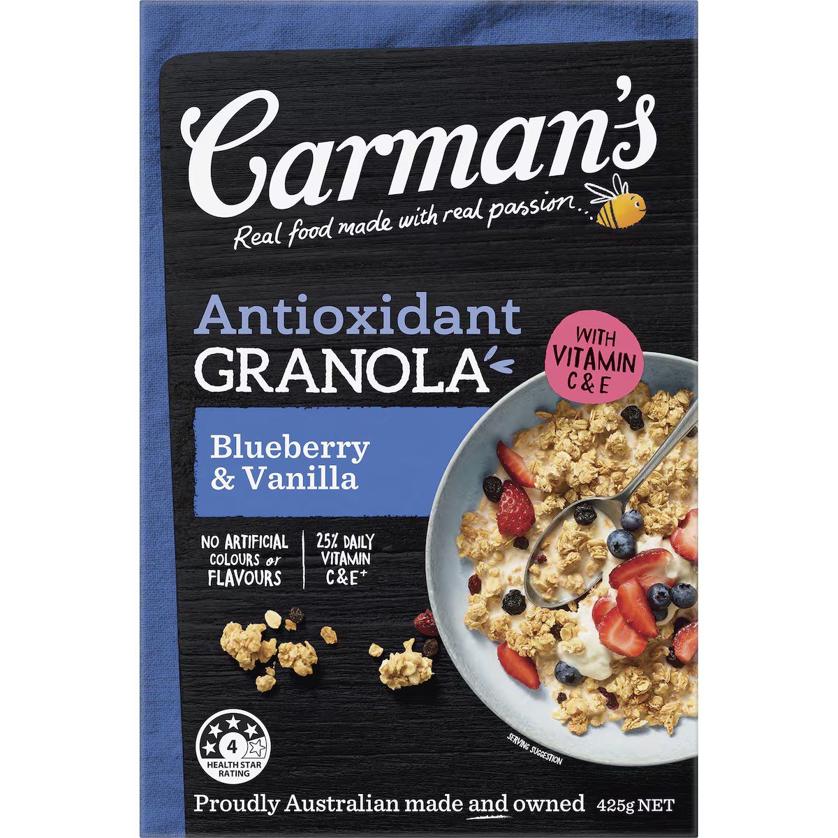 Carman's Granola 5 Grain & Seed Pink Lady Apple & Blueberry 450g | Worldwide Shipping