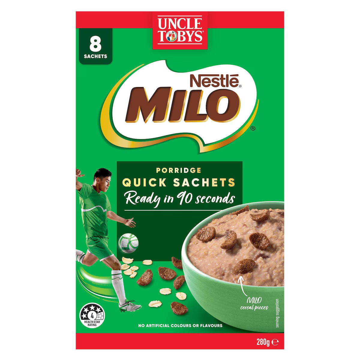 Uncle Tobys Milo Porridge Quick Sachets 8 Pack 280g | Worldwide Shipping