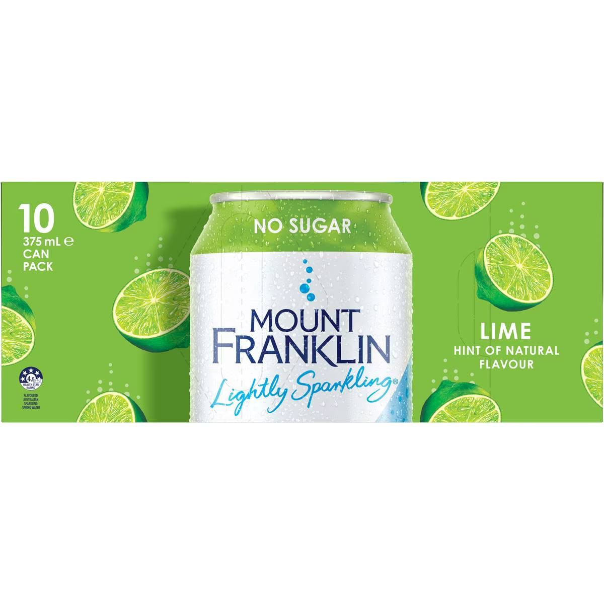 Mount Franklin Lightly Sparkling Water Lime Cans 375ml - 10 Pack ...