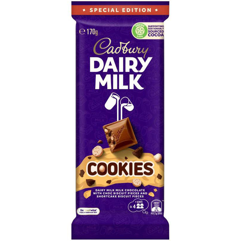 Cadbury Dairy Milk Cookies Chocolate Block 170g | Worldwide Shipping