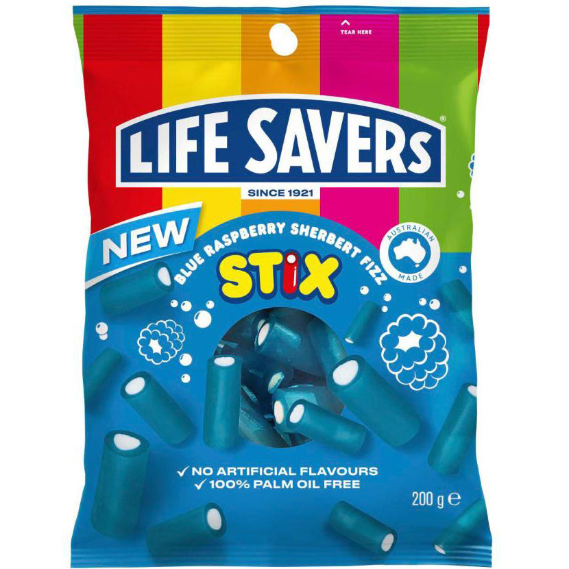 Lifesavers Blue Raspberry Sherbert Fizz Stix 200g | Worldwide Shipping