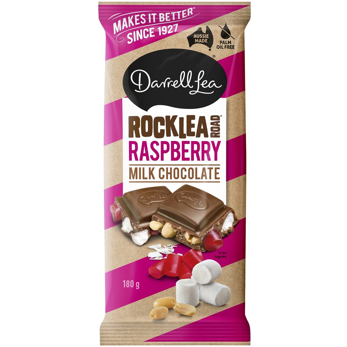 Darrell Lea Raspberry Rocklea Road Block 180g | Worldwide Shipping