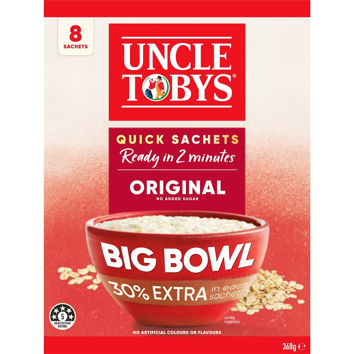Uncle Tobys Oats Quick Sachets Big Bowl Original Porridge 8 Pack 368g ...