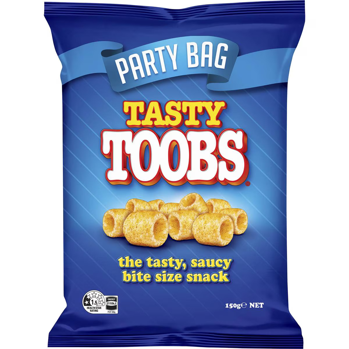 Tasty Toobs Snack Party Bag 150g | Worldwide Shipping