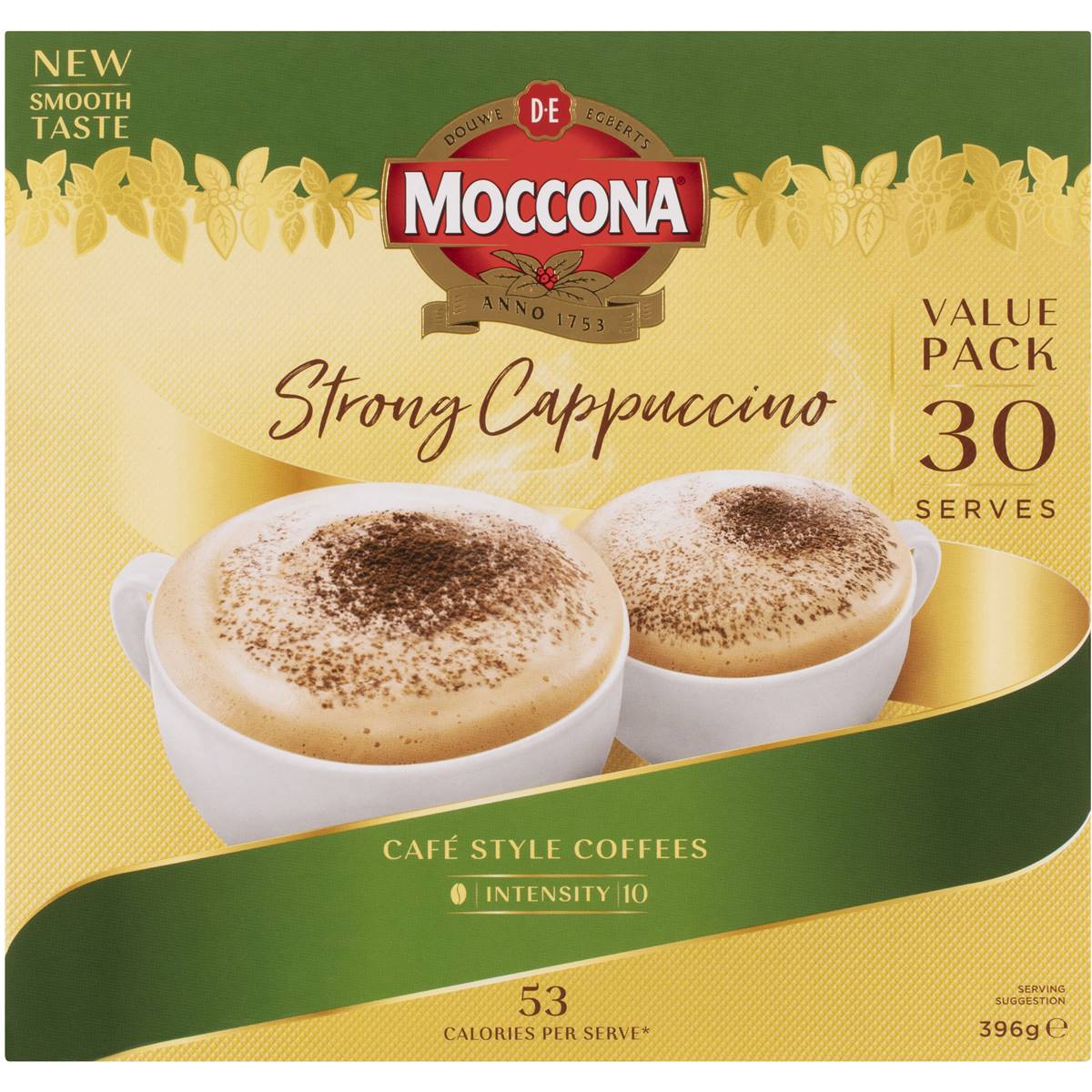 Moccona Strong Cappuccino Sachets 30 Pack 396g | Worldwide Shipping