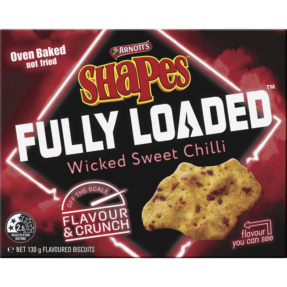 Arnott's Shapes Fully Loaded Wicked Sweet Chilli Cracker Biscuits 130g ...