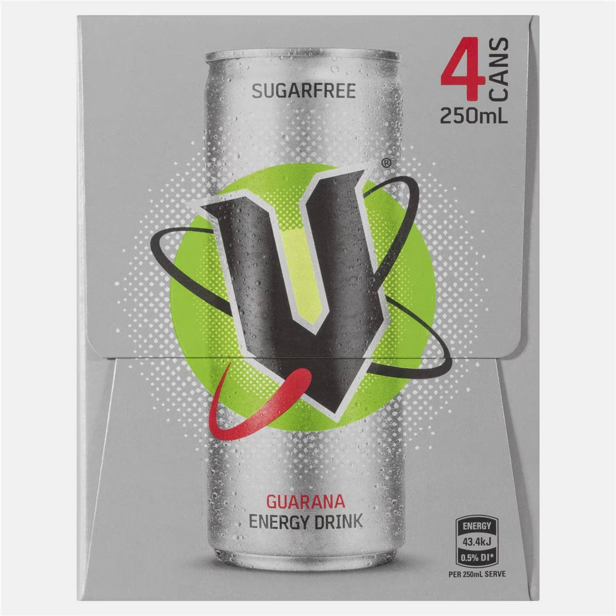 V Energy Drink Sugarfree Guarana 250ml - 4 Pack | Worldwide Shipping