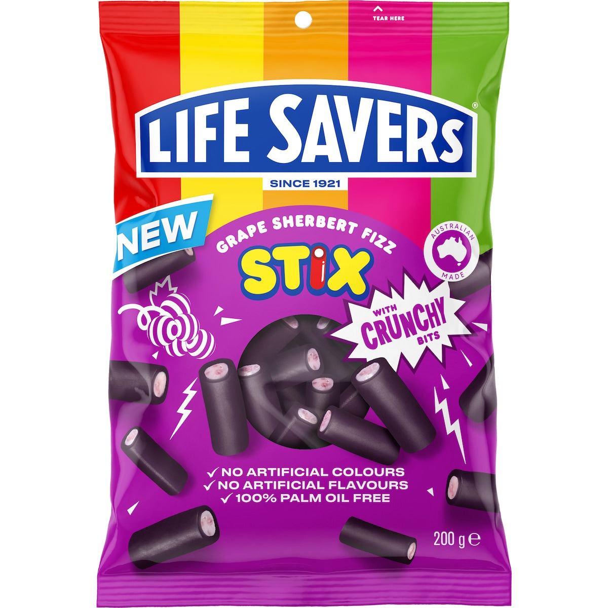 Lifesavers Grape Sherbert Fizz Stix 200g | Worldwide Shipping