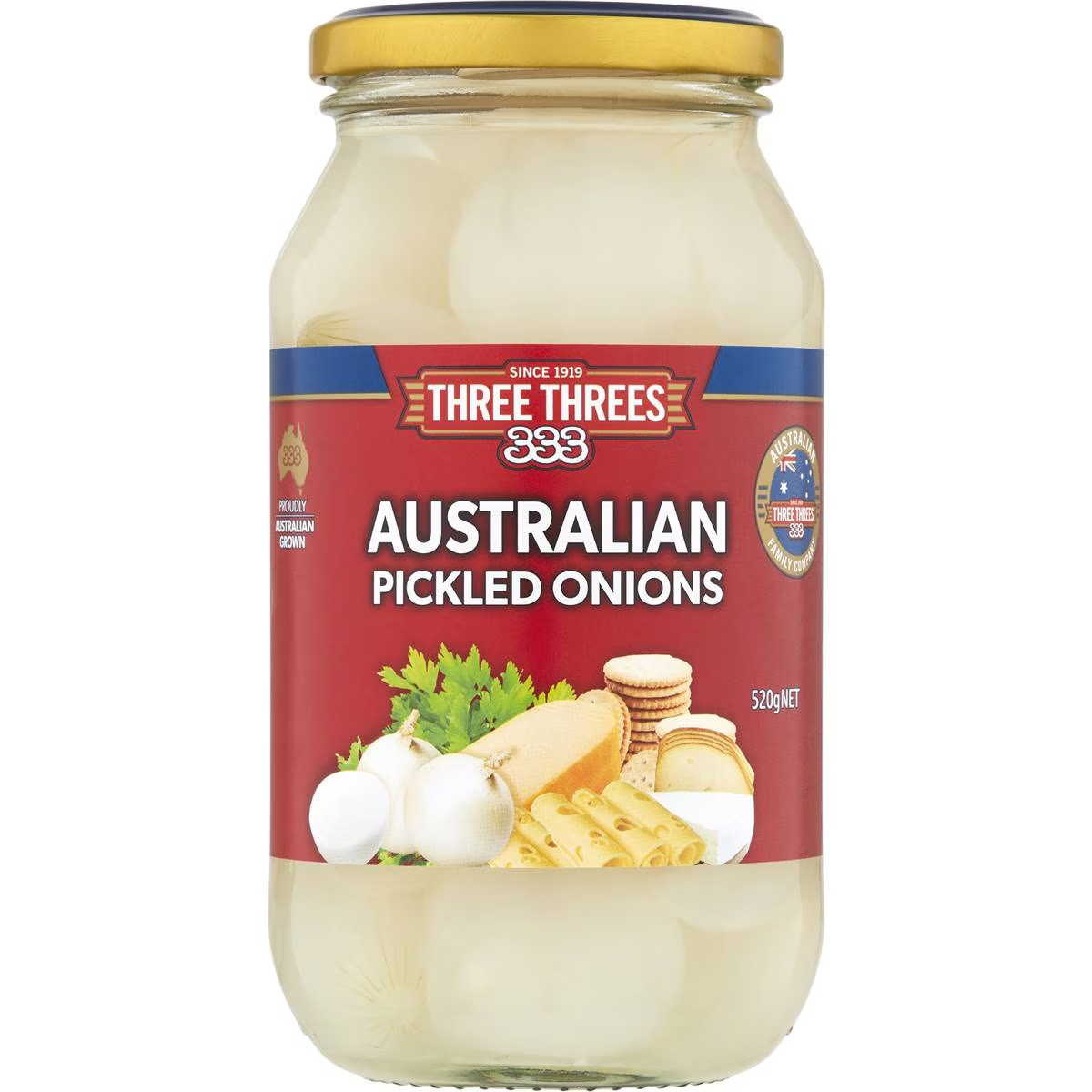 Three Threes Australian Pickled Onions 520g | Worldwide Shipping
