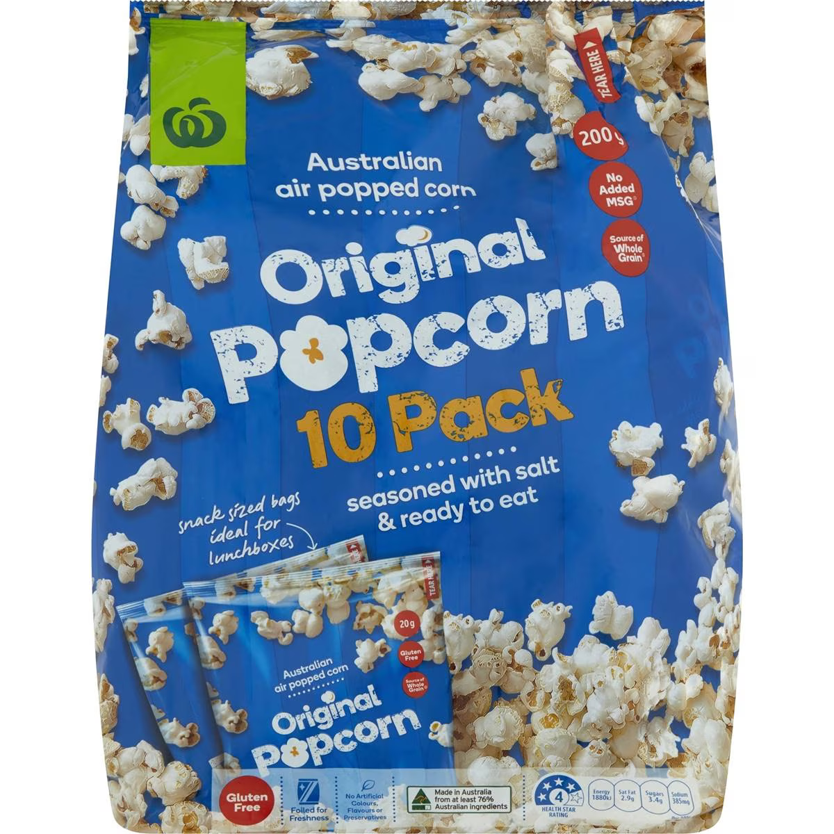 Woolworths Australian Original Popcorn 10 pack 200g | Worldwide Shipping