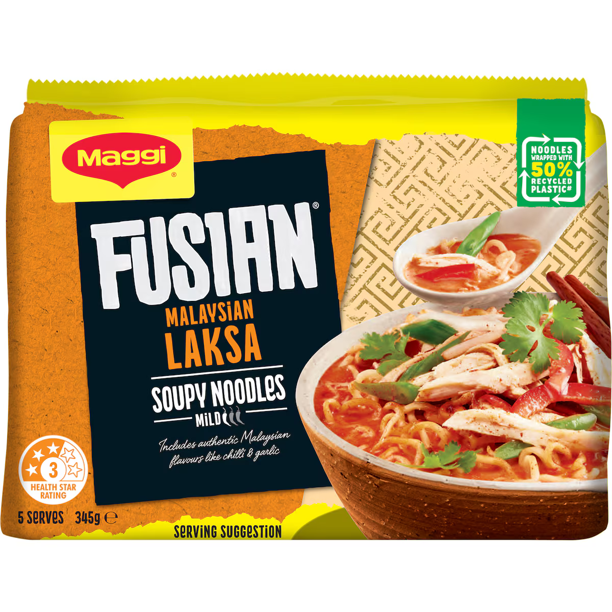 Maggi Fusian Malaysian Laksa Flavour 5 Pack 345g