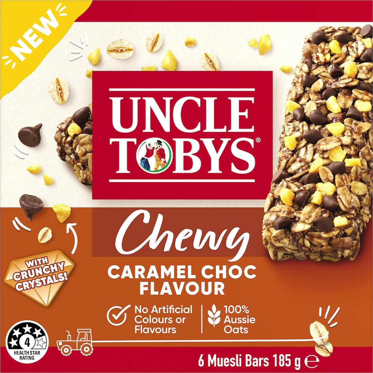 Uncle Tobys Muesli Bar Chewy Caramel Choc 6 Pack 185g | Worldwide Shipping