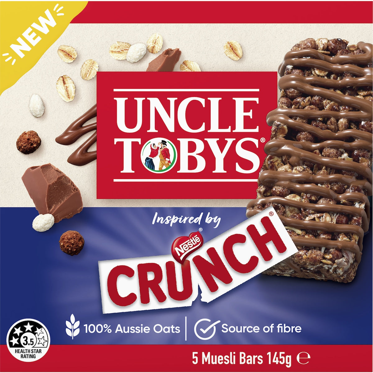 Uncle Tobys Muesli Bar Crunch 5 Pack 145g | Worldwide Shipping