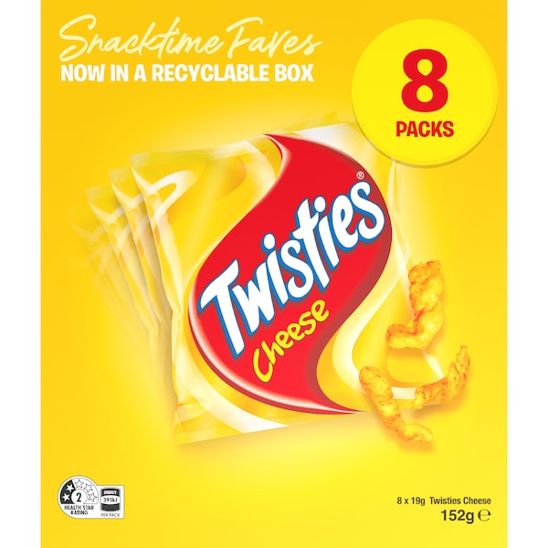 Twisties Cheese Snacktime Multipack 8 Pack 152g | Worldwide Shipping
