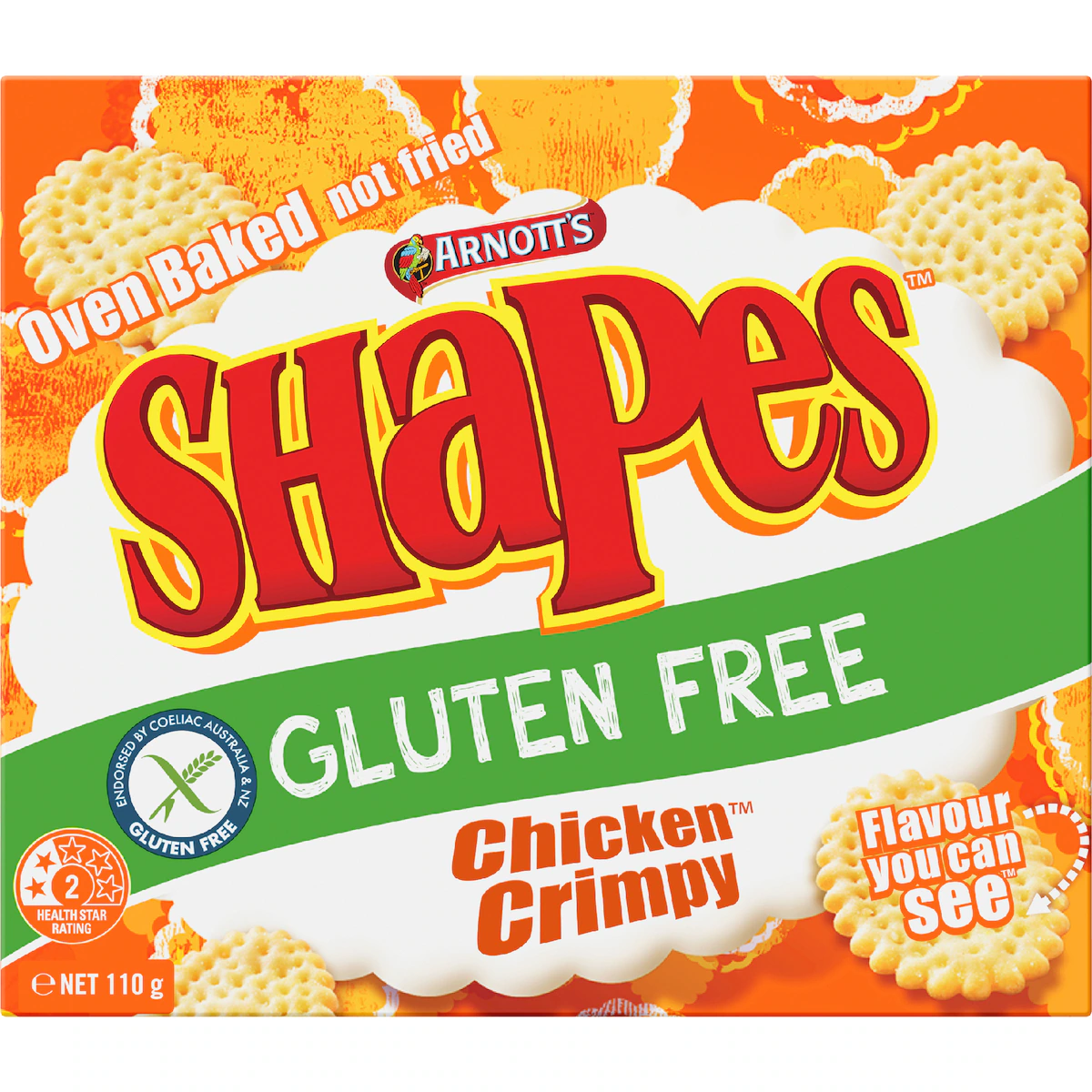 Arnott's Shapes Gluten Free Crackers Chicken Crimpy 110g