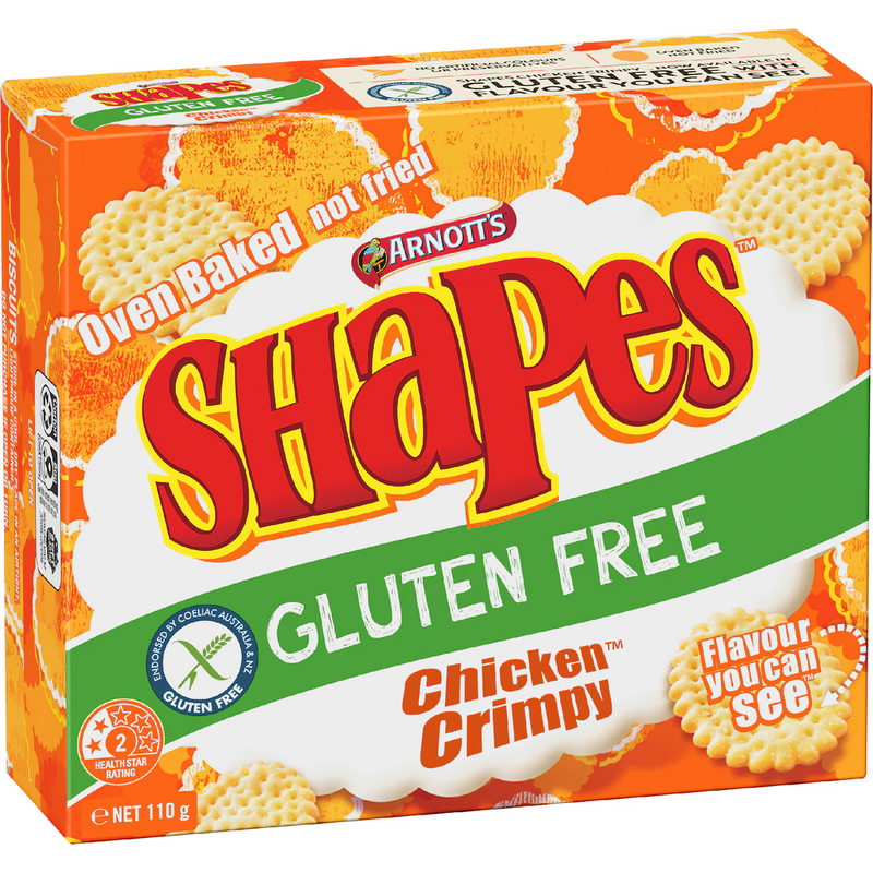 Arnott's Shapes Gluten Free Crackers Chicken Crimpy 110g