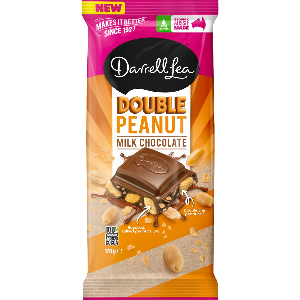 Darrell Lea Double Peanut Milk Block 170g | Worldwide Shipping