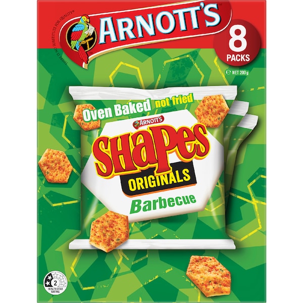 Arnott's Shapes Originals Barbecue 8 Pack 200g | Worldwide Shipping