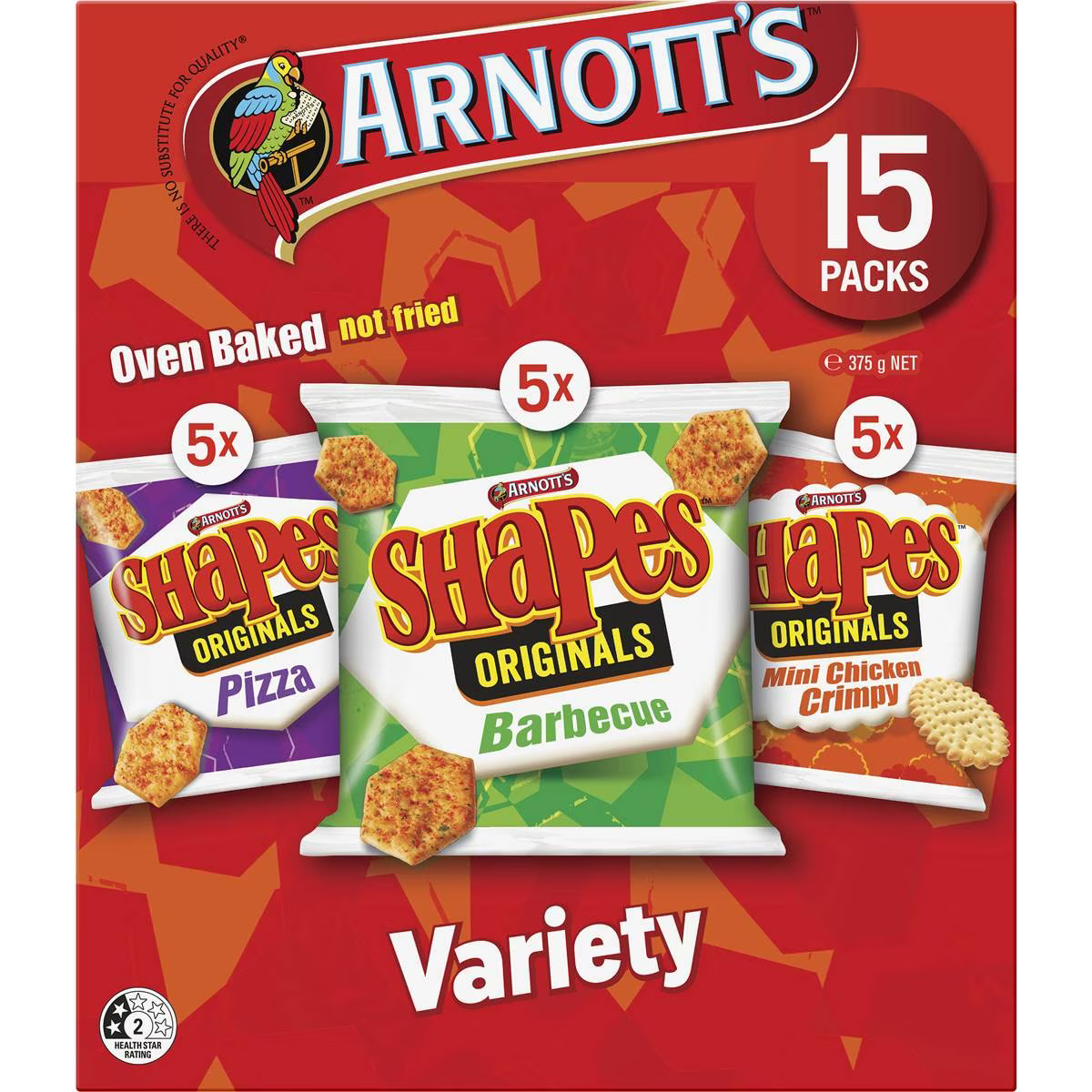 Arnott's Shapes Multipack Cracker Biscuits Variety 15 Pack 375g ...