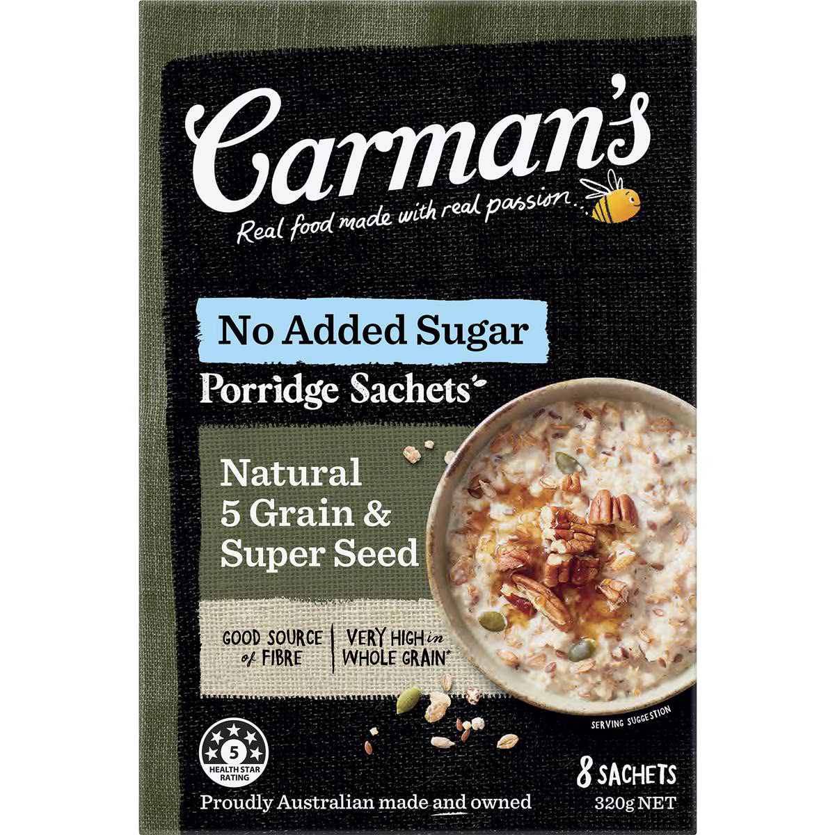 Carman's Porridge Sachets 5 Grain Superseed 320g | Worldwide Shipping