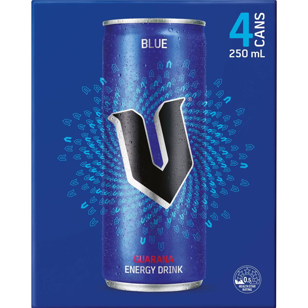 V Energy Drink Blue Guarana 250ml - 4 Pack | Worldwide Shipping
