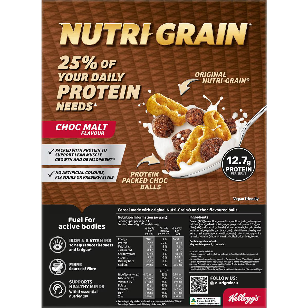 Kellogg's Nutrigrain High Protein Crunch Choc Malt 500g | Worldwide ...