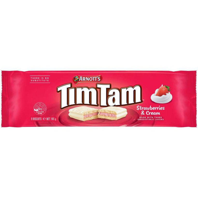 Arnott's Tim Tam Strawberries & Cream Biscuits 165g | Worldwide Shipping