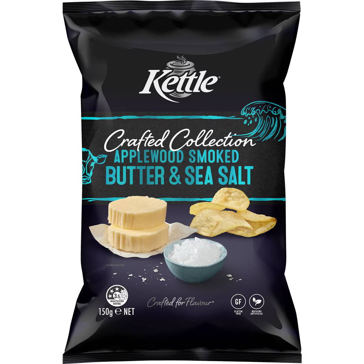 Kettle Crafted Collection Applewood Smoked Butter & Salt Chips 150g ...